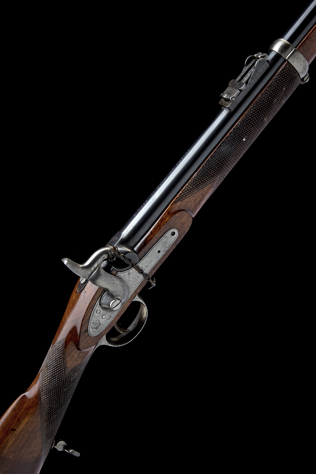 SIGNED TOWER, .577 PERCUSSION TWO-BAND VOLUNTEER RIFLE , RETAILED BY G ...